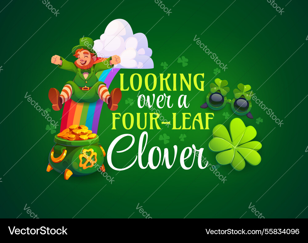 Looking over a four leaf clover st patrick quote Vector Image