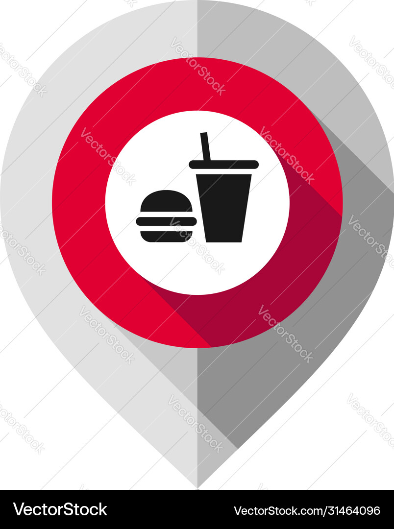 Map pin food symbol gps pointer folded from gray Vector Image