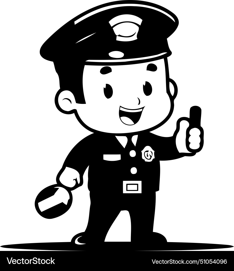 Policeman with a microphone cute cartoon Vector Image