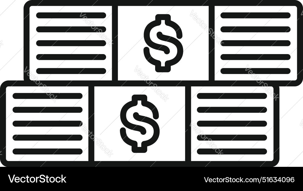 Stack of dollar bills representing wealth and Vector Image