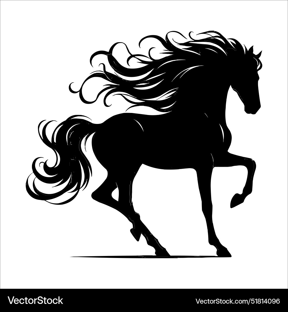 Wild horse black silhouette flat isolated Vector Image