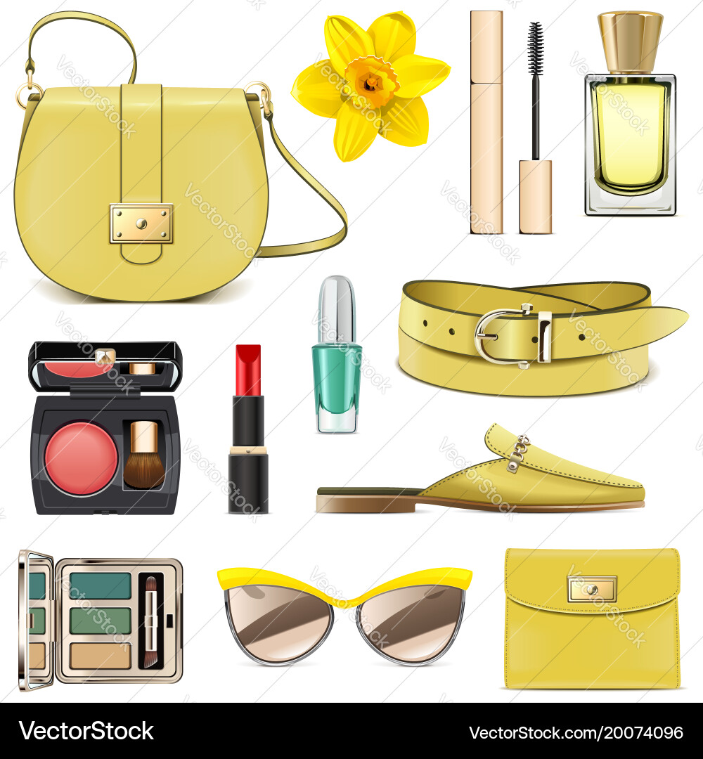 Yellow fashion accessories Royalty Free Vector Image