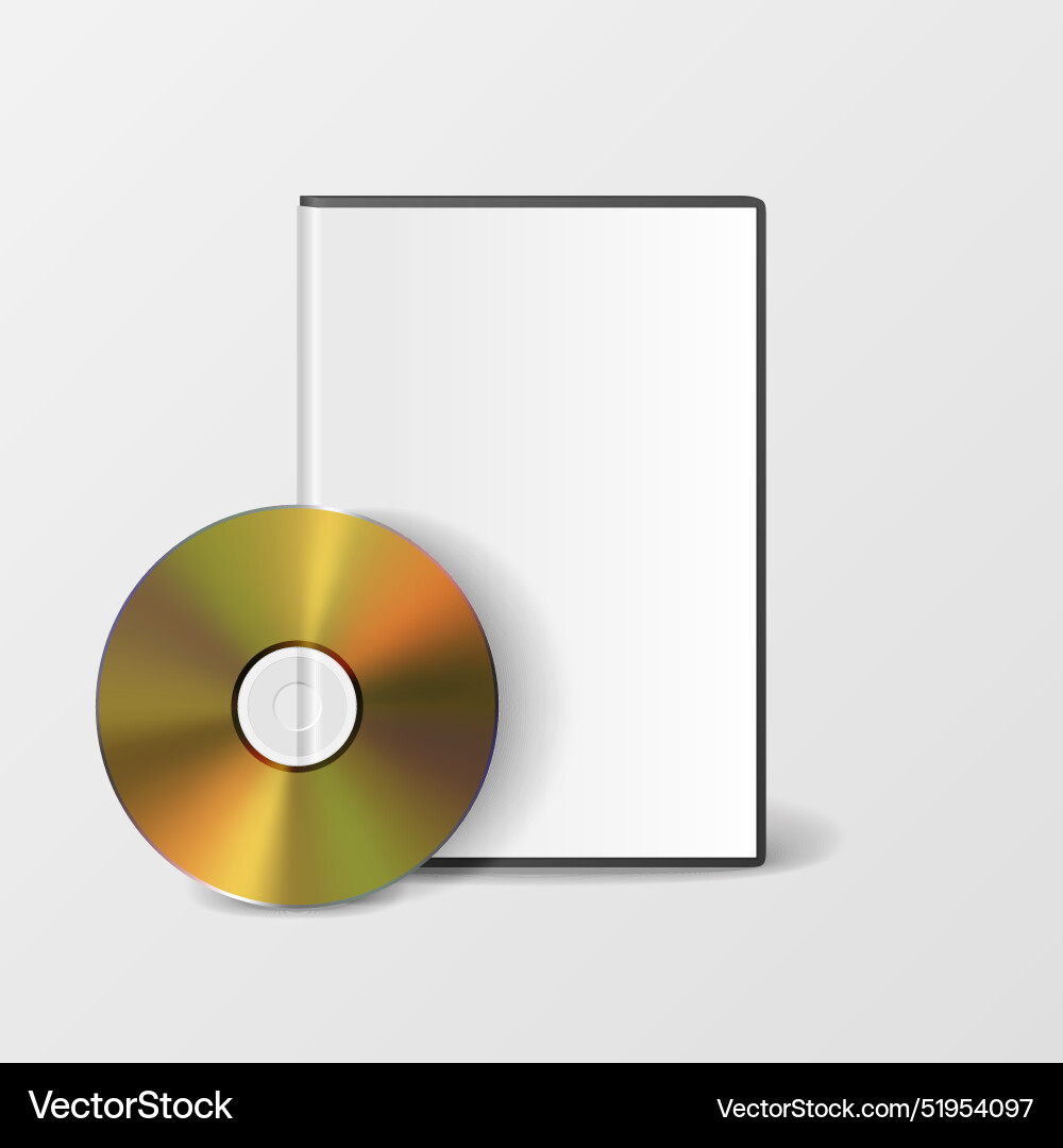 3d realistic golden cd dvd with plastic cover Vector Image
