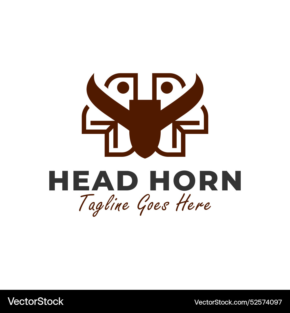Buffalo horn head logo Royalty Free Vector Image
