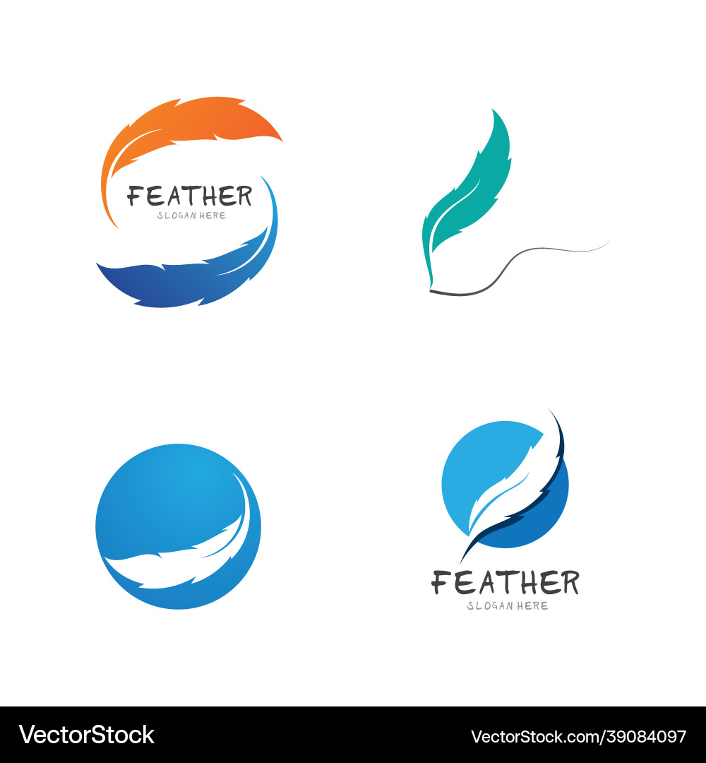 Feather pen logo and symbol image Royalty Free Vector Image