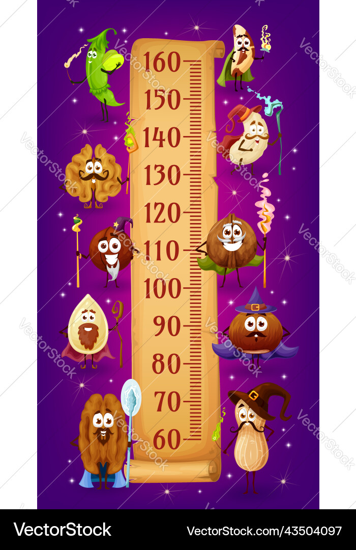 Kids height chart meter magician nuts and wizards Vector Image
