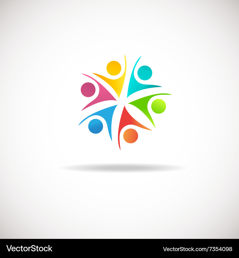 Abstract people logo sign icon blue pink Vector Image
