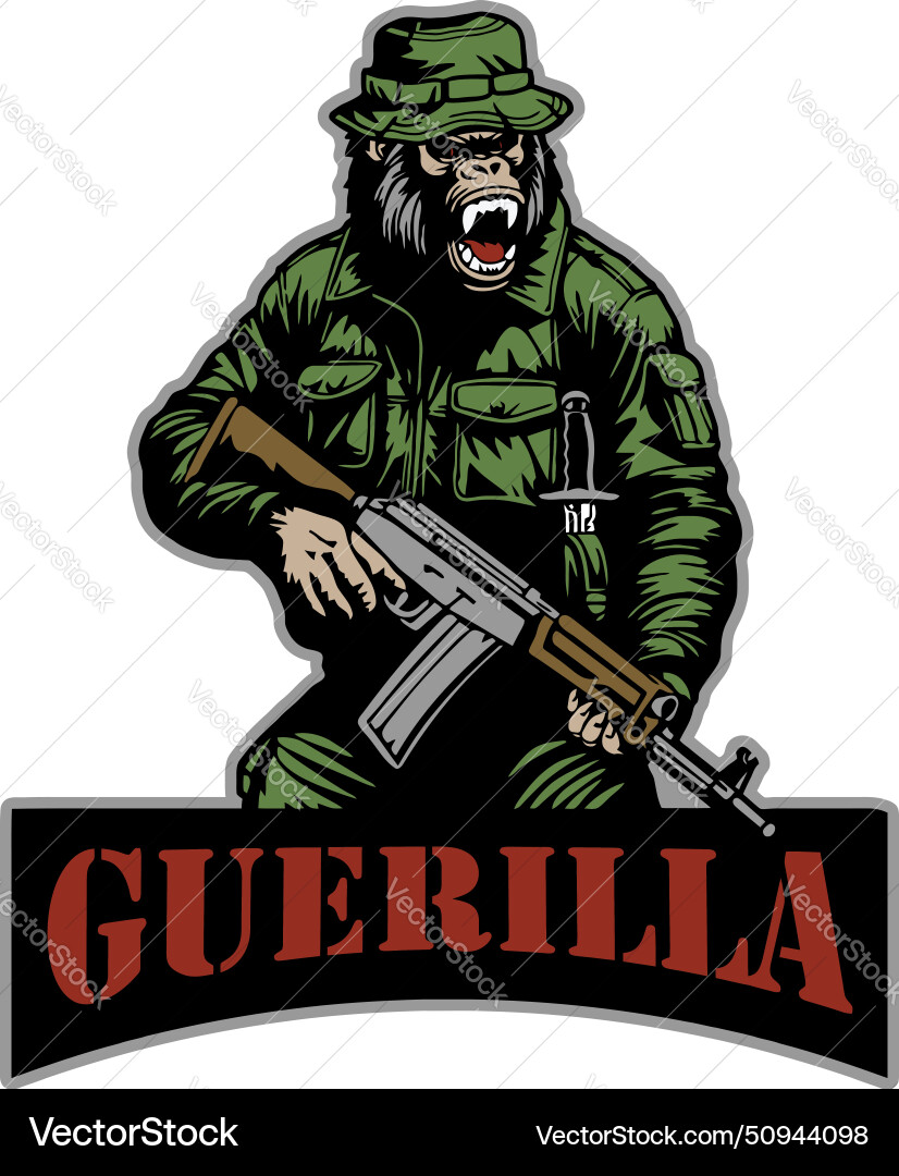 Angry gorilla guerrilla with kalashnikov rifle Vector Image