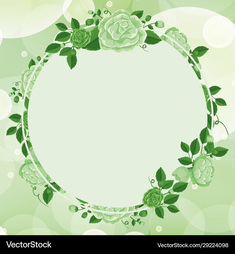 Background design with green flower frame Vector Image