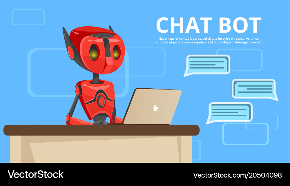 Cartoon chat bot poster background template Vector Image
