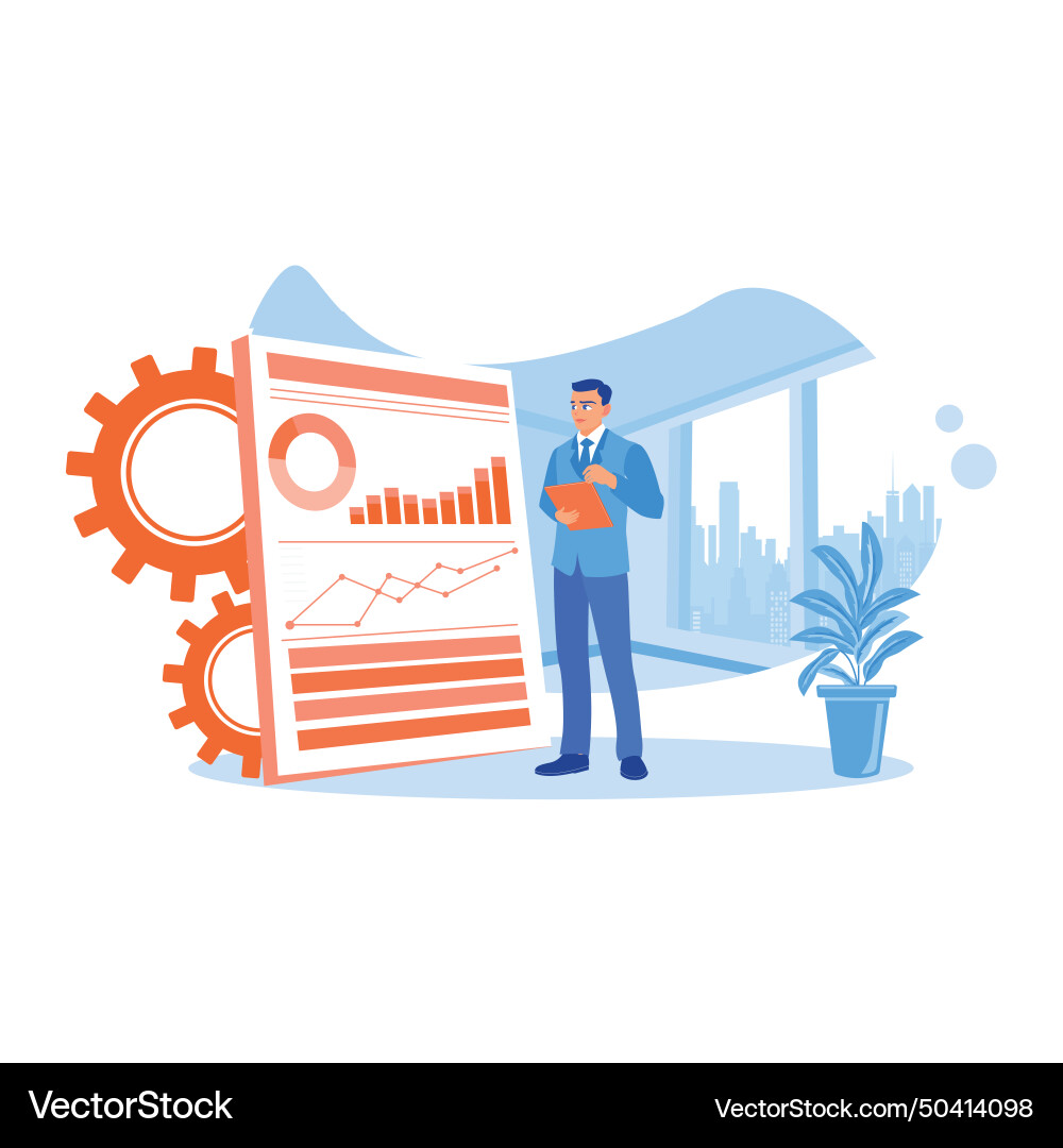 Ceo entrepreneur showing company graph growth Vector Image
