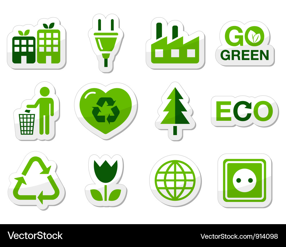Green Ecology Icons Royalty Free Vector Image - VectorStock