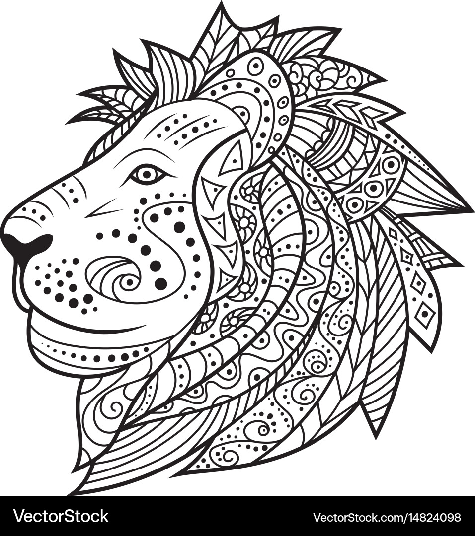 Hand drawn lion isolated on white background Vector Image