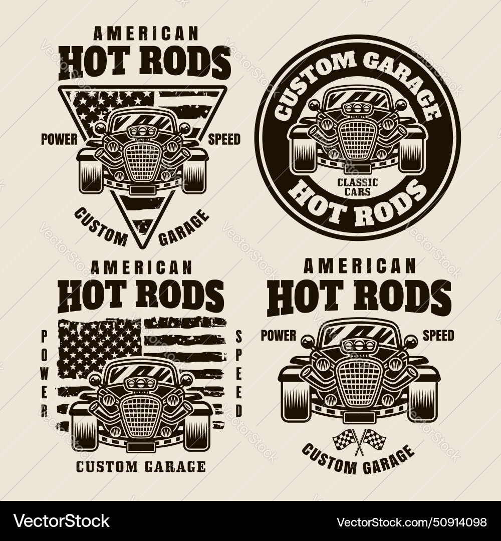 Hot rod emblem label badge or print Royalty Free Vector