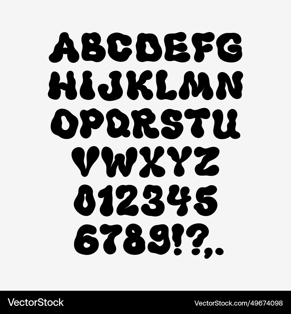 Retro style groovy cartoon alphabet Royalty Free Vector