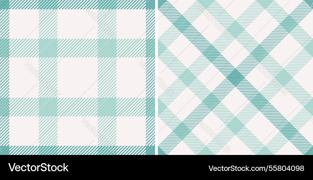 Two serene teal plaid patterns offer versatile Vector Image