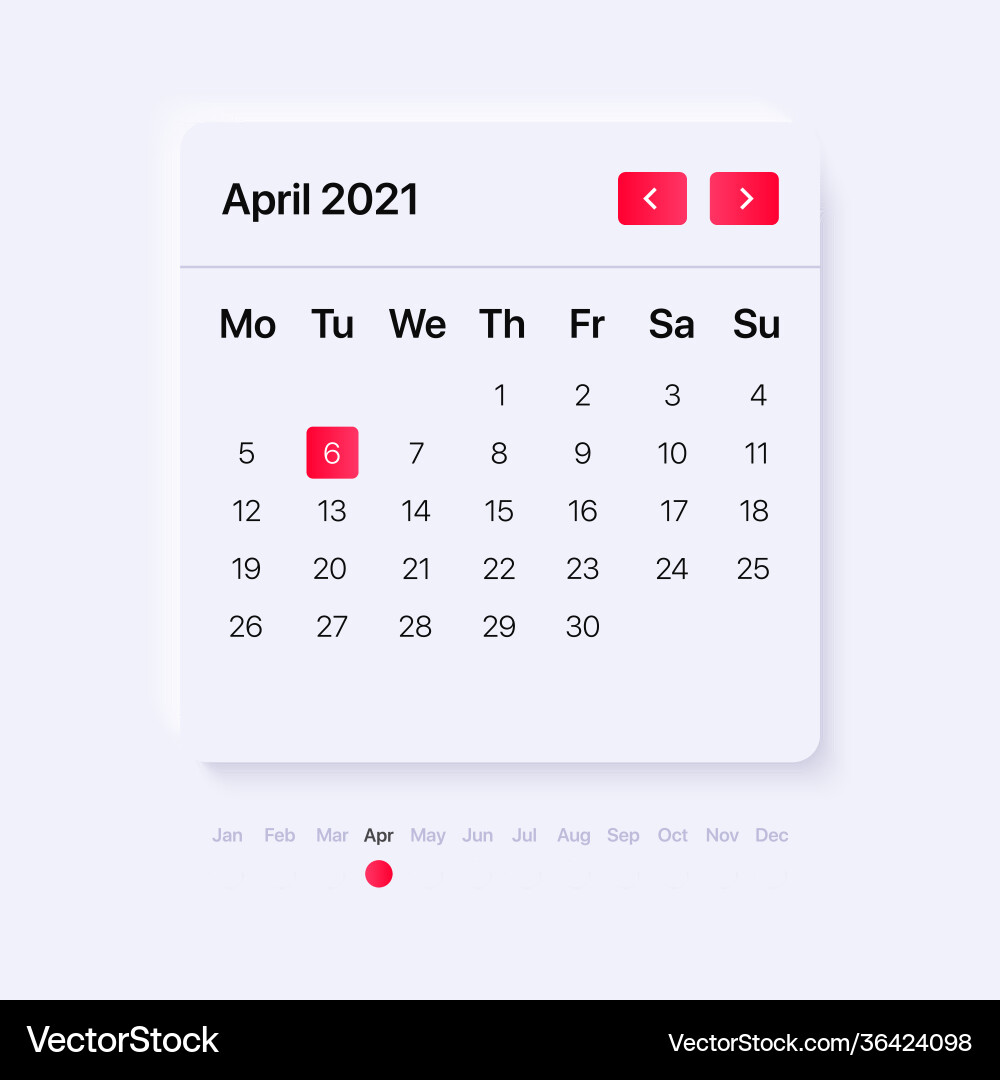 Ui calendar concept gui for mobile and web Vector Image