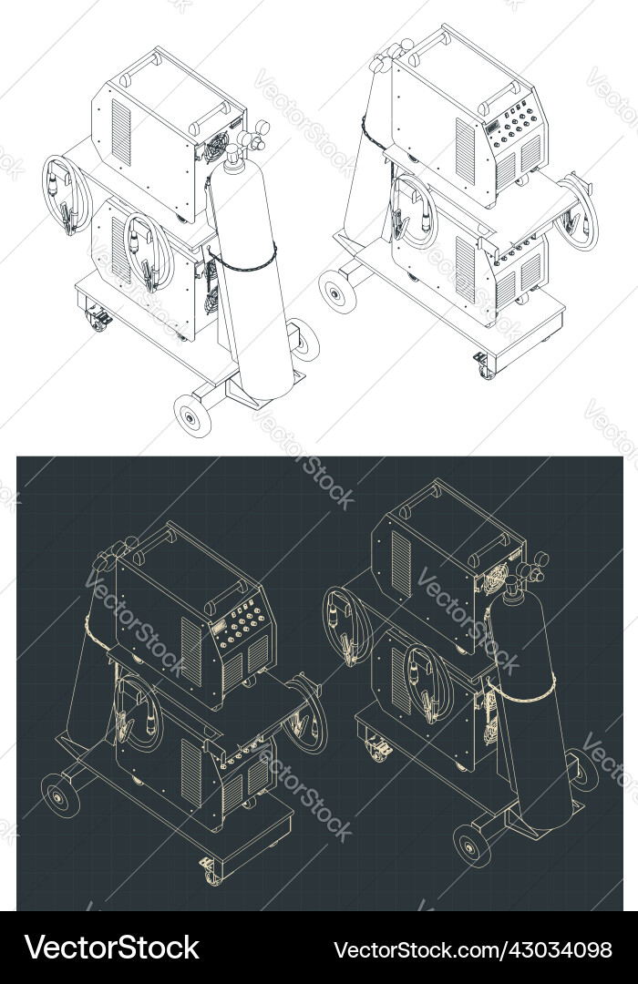Welding machines on the cart isometric Royalty Free Vector