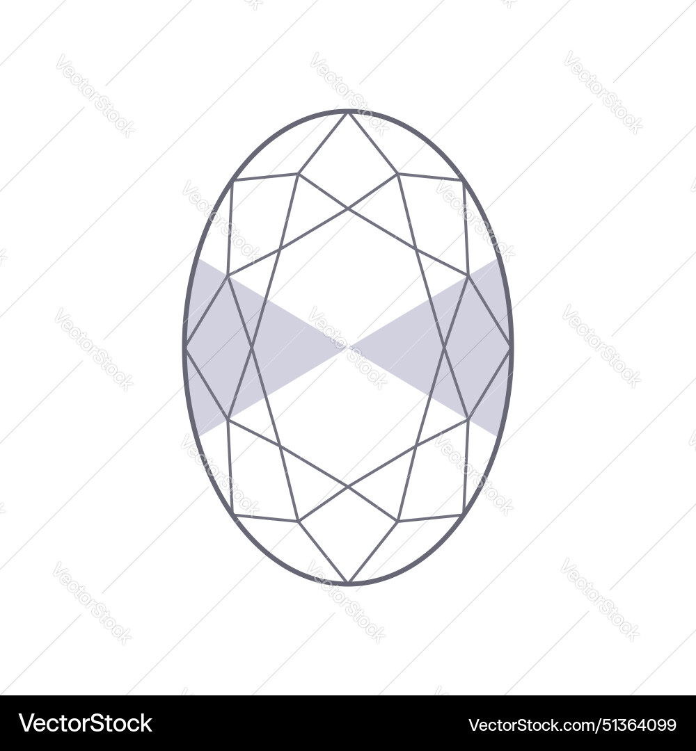 Bow tie effect in elongated oval cut diamond Vector Image