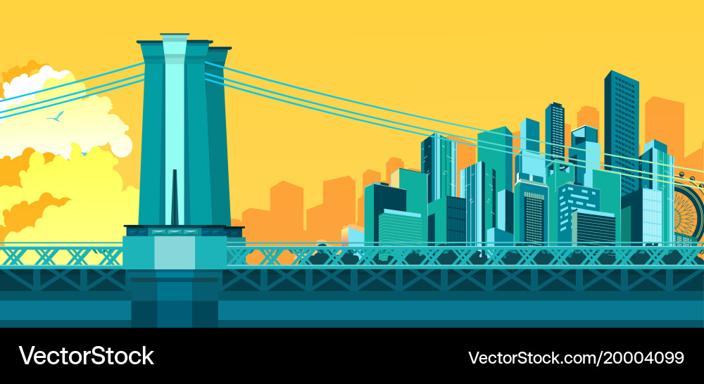 Bridge to megalopolis Royalty Free Vector Image