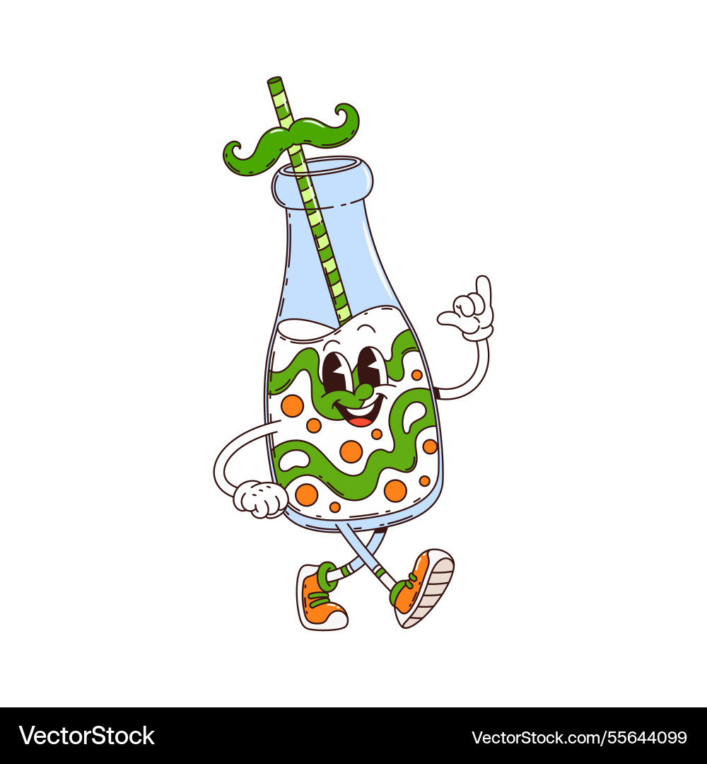Cartoon groovy milkshake character saint patrick Vector Image