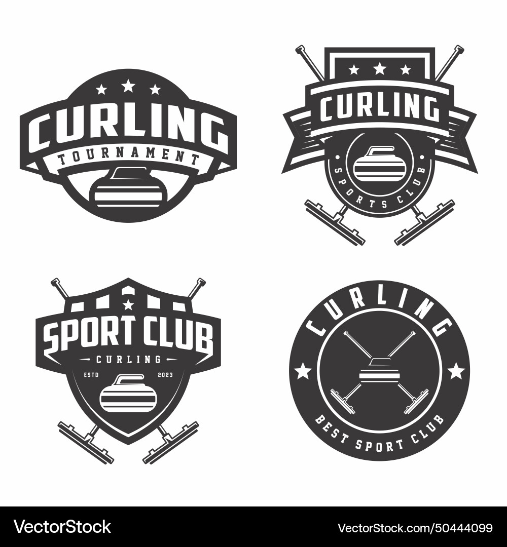 Curling logo collection emblem set collections Vector Image