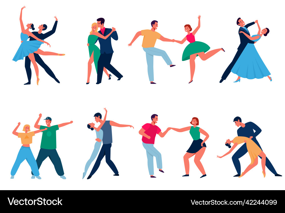 Dancing couples cartoon professional dancers Vector Image