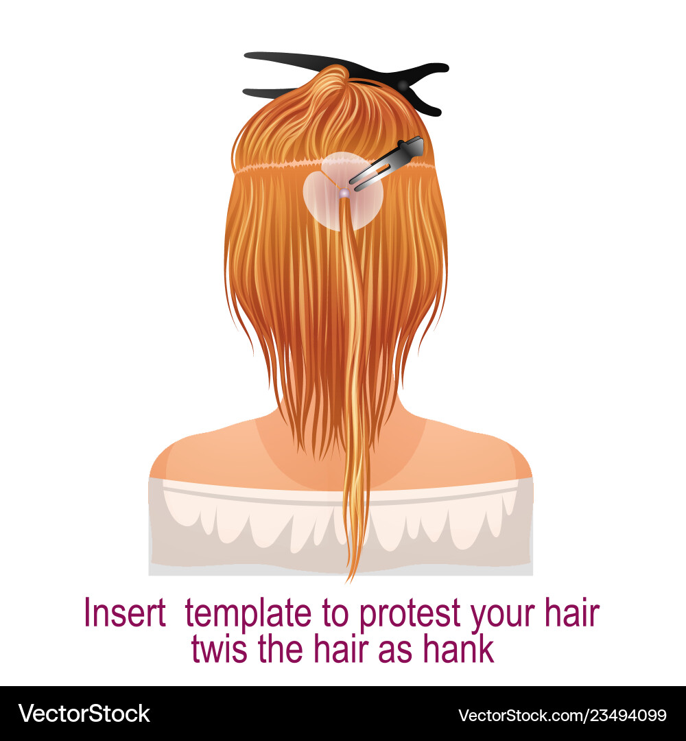 Detailed step by for hair extension Royalty Free Vector