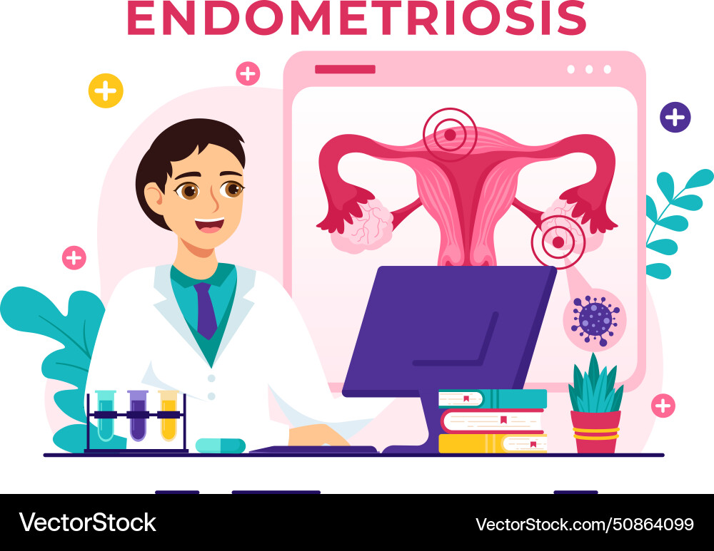 Endometriosis with condition the endometrium Vector Image