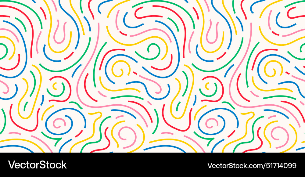 Fun colorful line doodle seamless pattern Vector Image