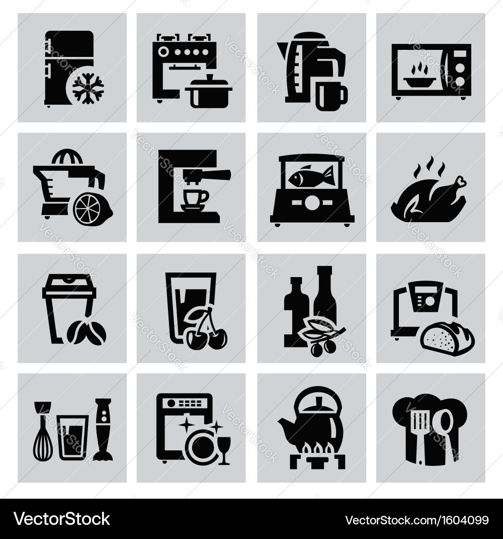 Kitchen Icon Set Royalty Free Vector Image - VectorStock