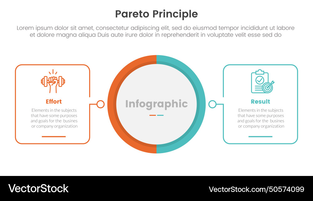 Pareto principle comparison or versus concept Vector Image