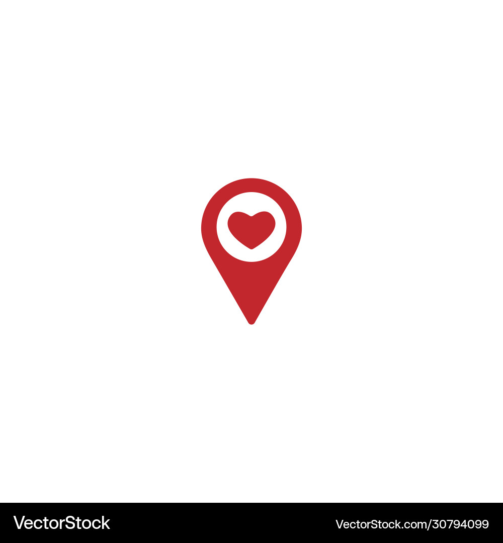 Red location icon with heart gps pointer Vector Image