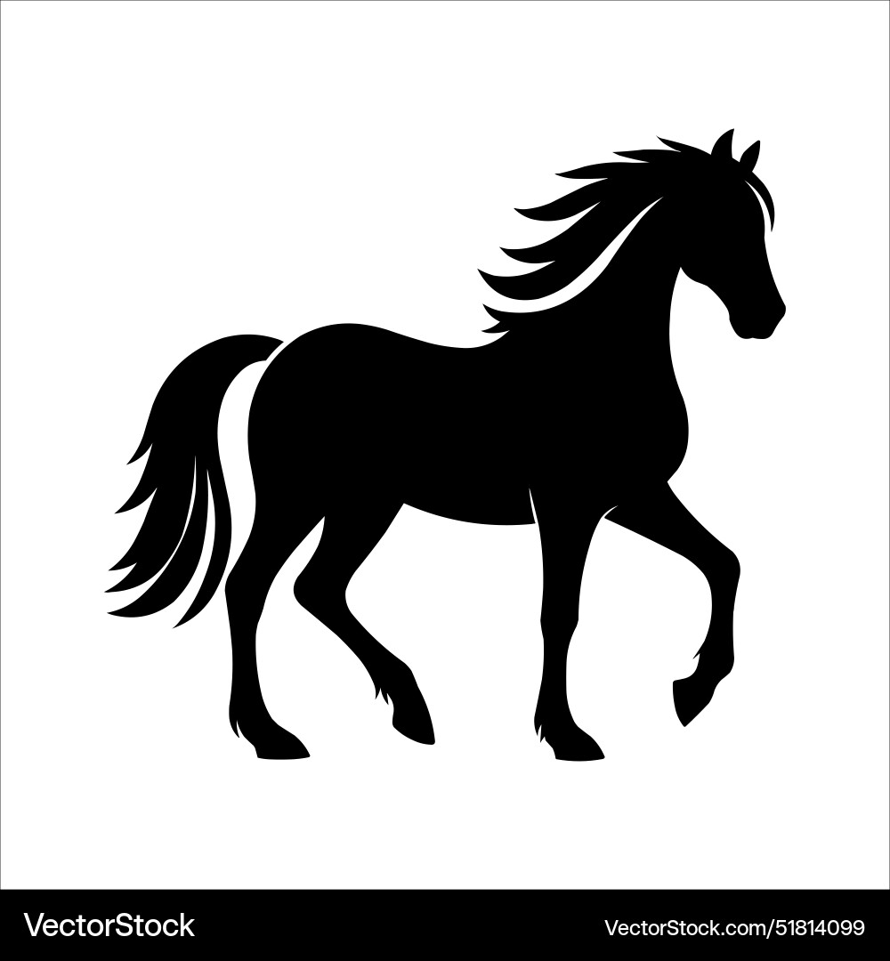 Wild horse black silhouette flat isolated Vector Image