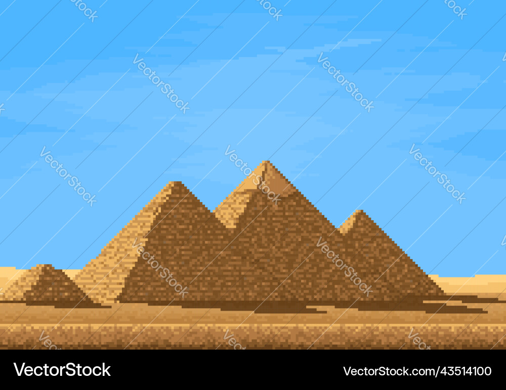 8 bit pixel pyramids in egypt desert landscape Vector Image