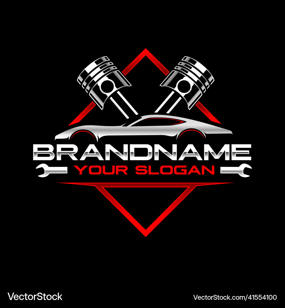 Auto piston automotive logo template Royalty Free Vector