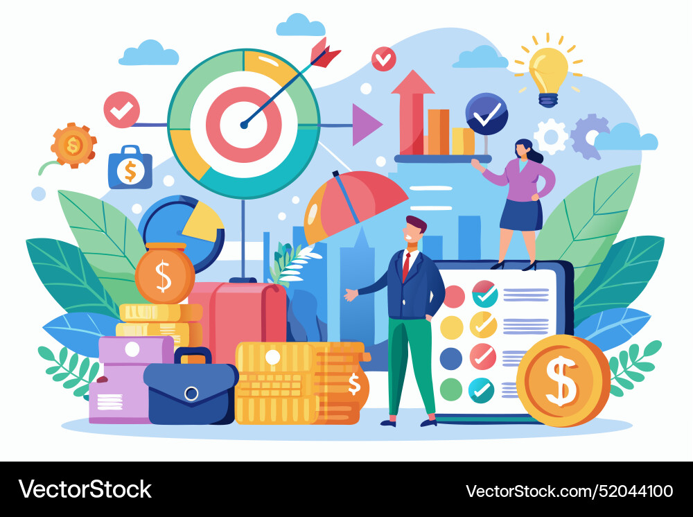 Financial planning goals and growth Royalty Free Vector