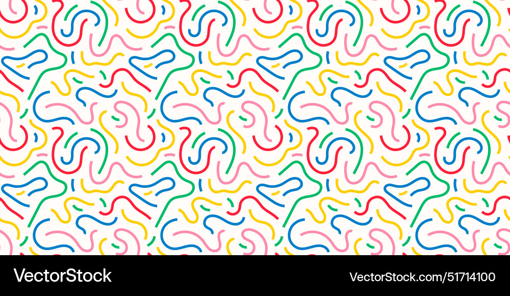 Fun colorful line doodle seamless pattern Vector Image