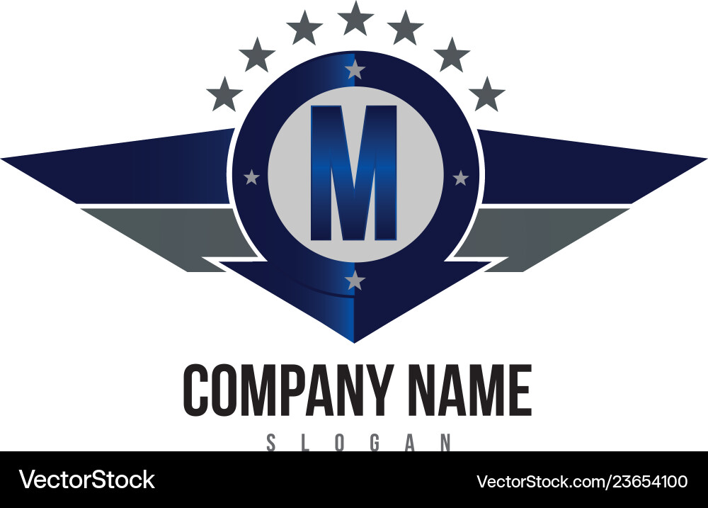 Letter m shield logo Royalty Free Vector Image