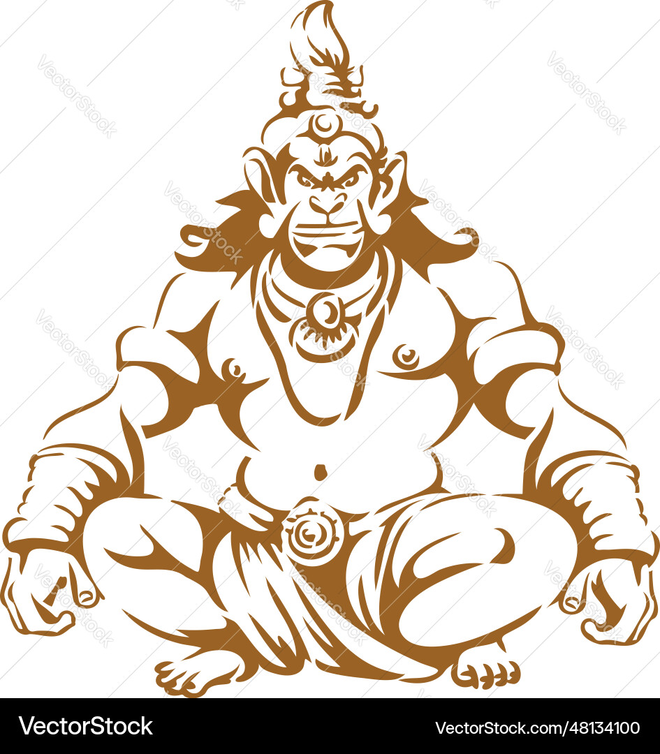 Lord hanuman majestic printable stencil art Vector Image