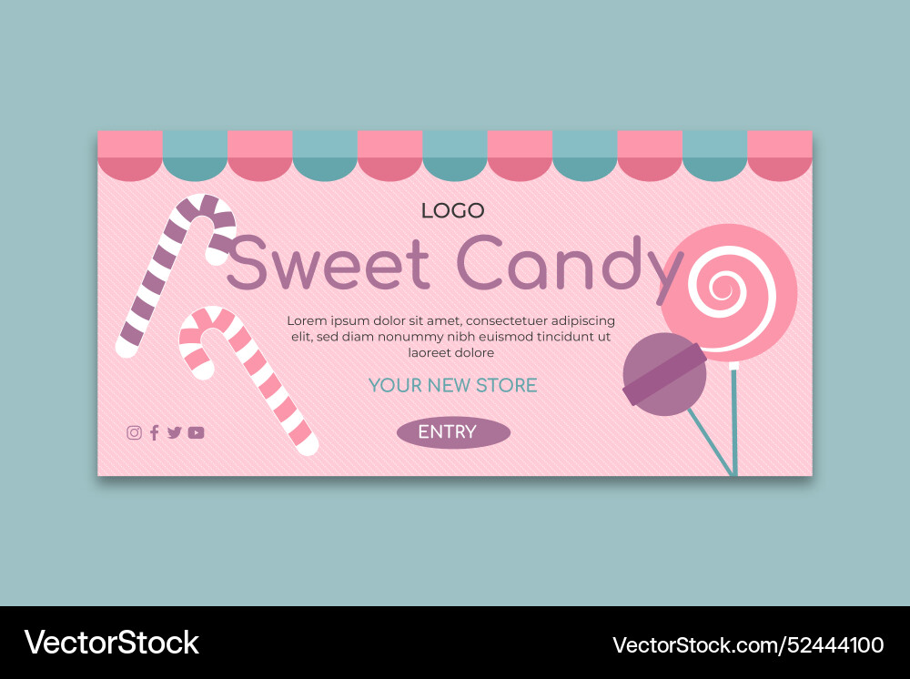 Pink candy bar business banner web template Vector Image