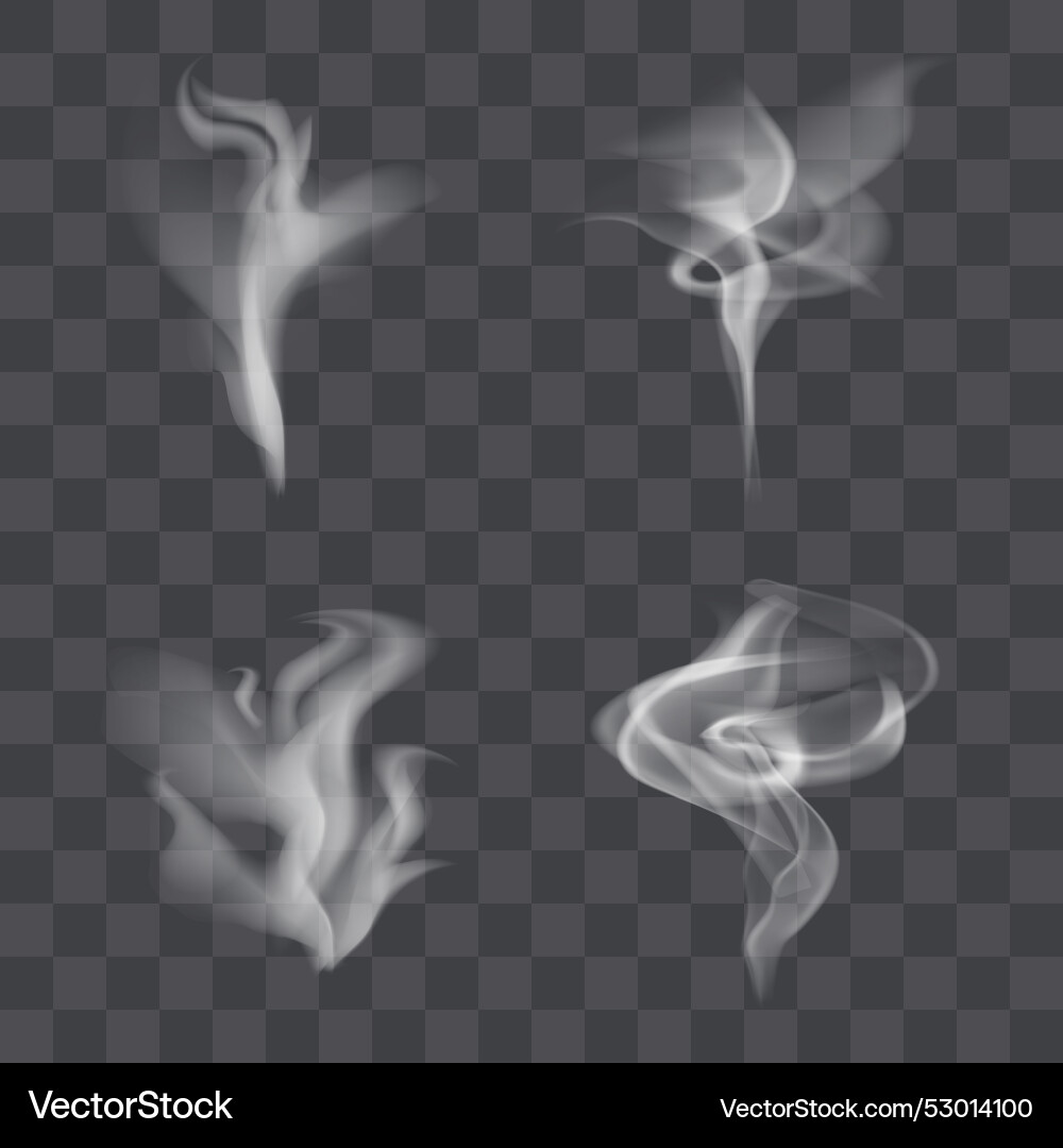 Realistic smoke steam cloud collection set Vector Image