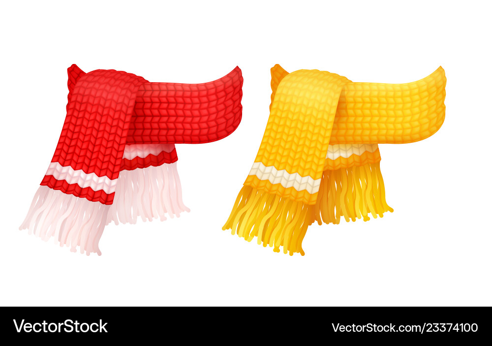 Red and Yellow Knitted Scarves Royalty Free Vector Image