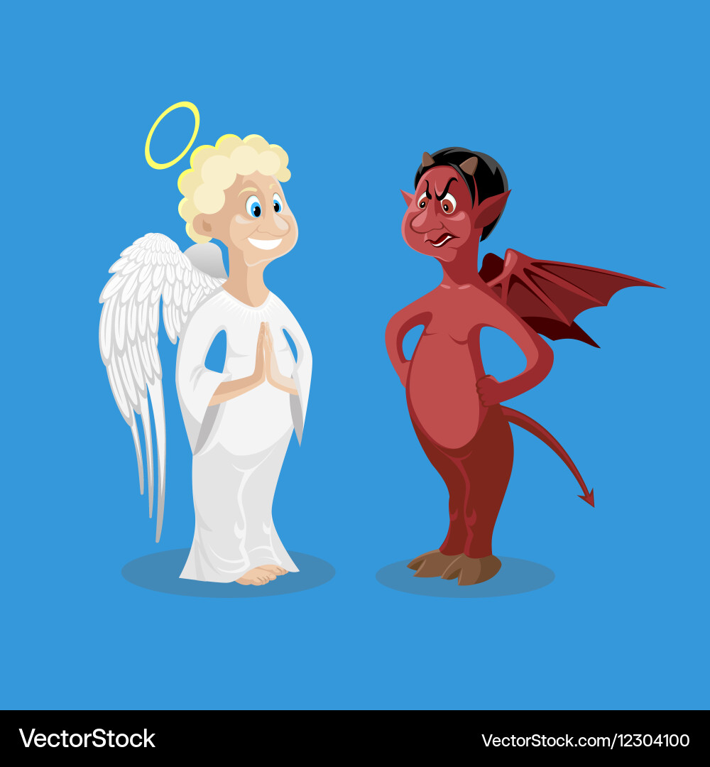 Religion characters kind angel and cruel devil Vector Image