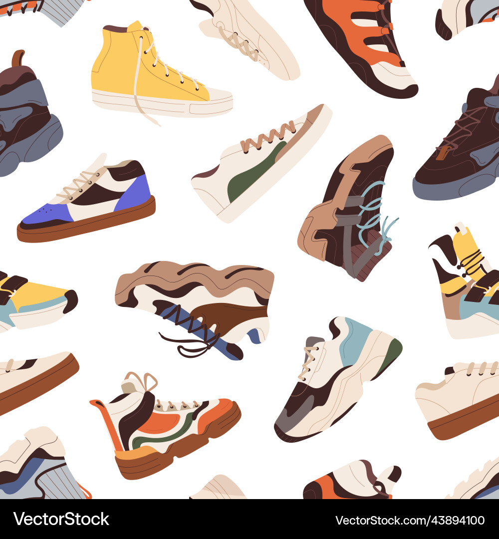 Sneakers pattern seamless background with sports Vector Image