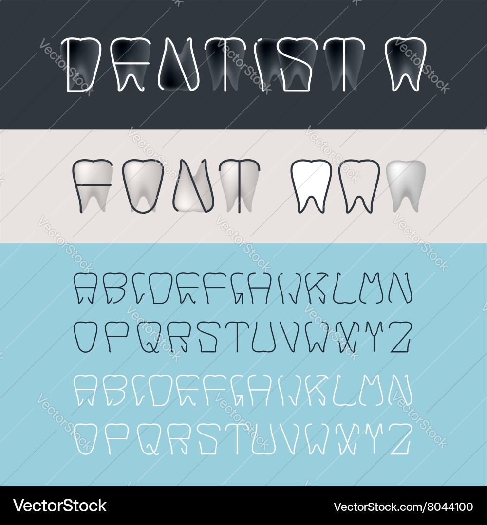 Tooth font Royalty Free Vector Image - VectorStock