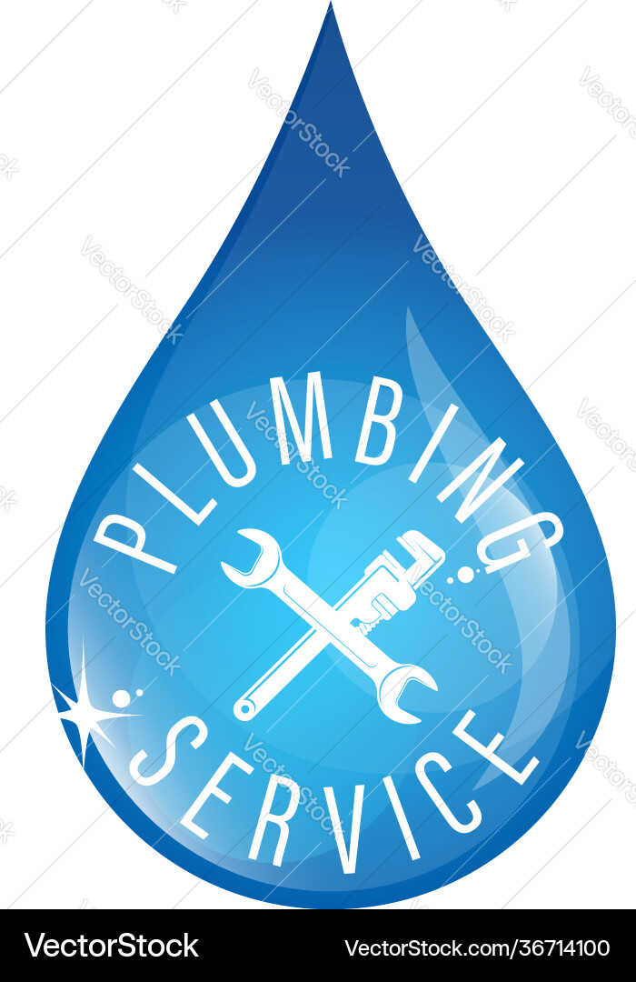 Water drop tap wrench plumbing symbol Royalty Free Vector