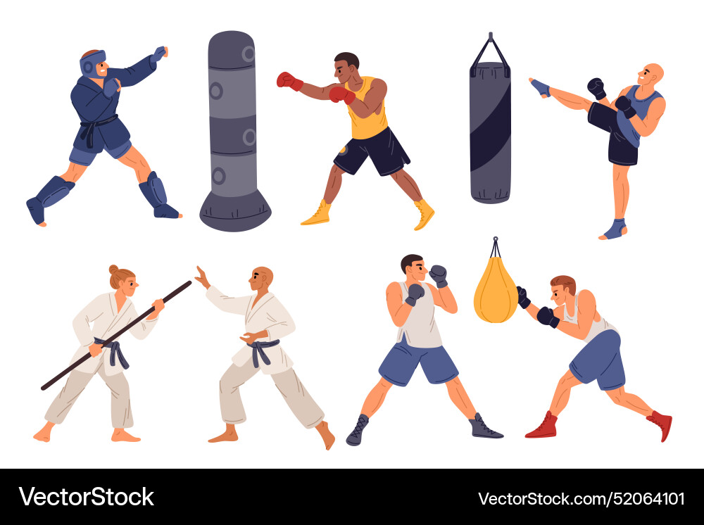 Combat sports professional athletes in uniform Vector Image