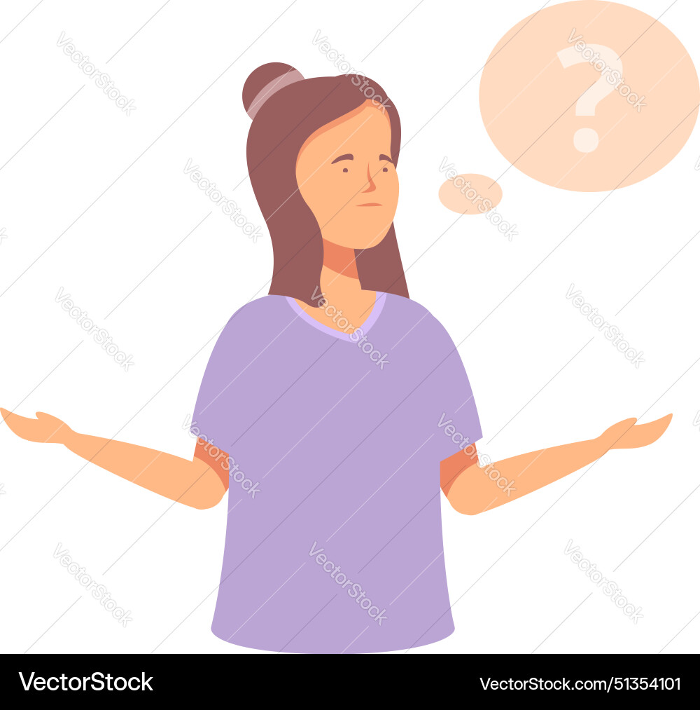 Confused woman with question mark Royalty Free Vector Image