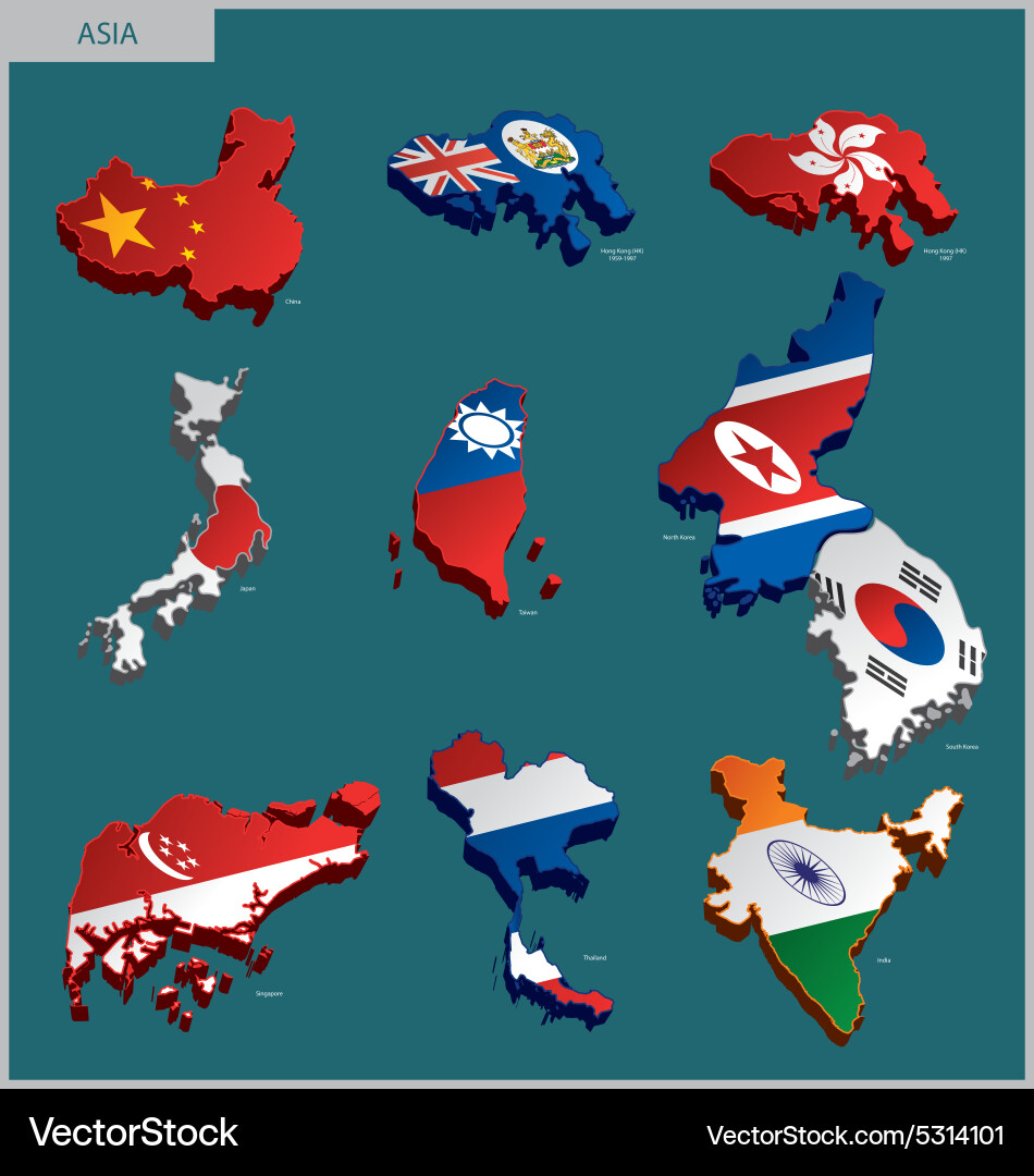 Countries terrain - asia Royalty Free Vector Image